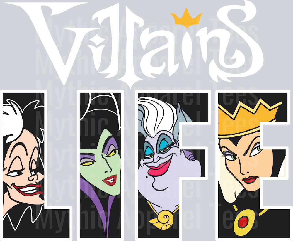 Villains Life DTF Disney Villains Transfers for Apparel