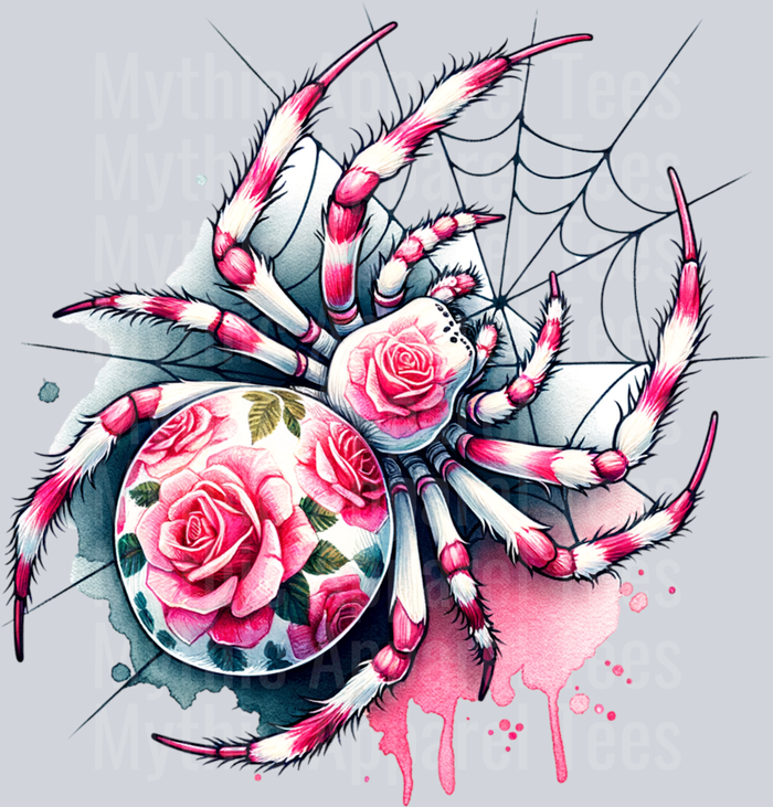 White Spider With Roses DTF Transfer for Craft Supply