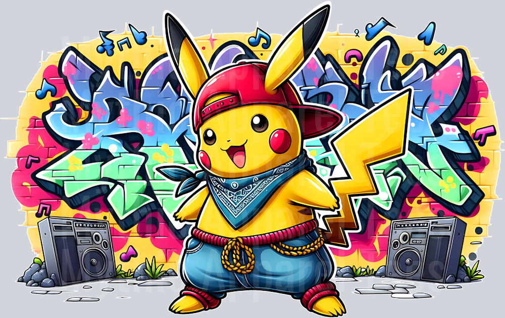 Pikachu Pokemon Graffiti Transfers for Gaming Apparel