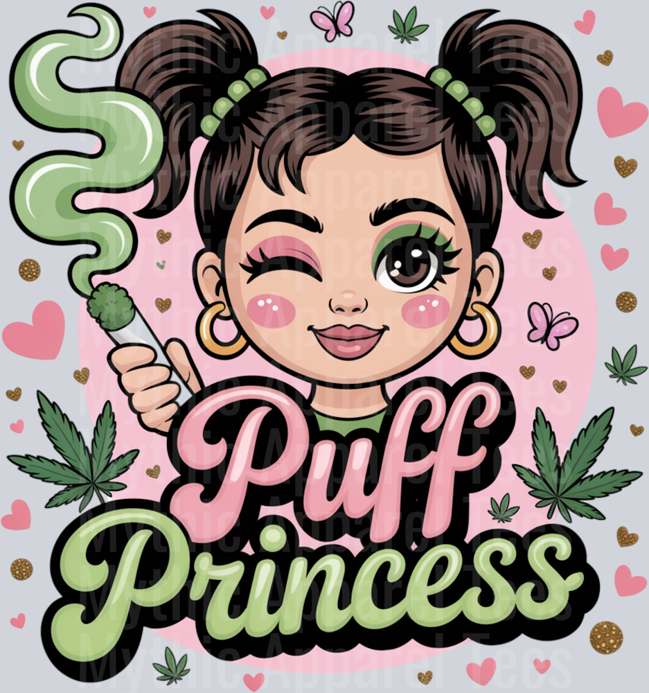 Puff Princess Weed Smoking DTF Transfer for Apparel