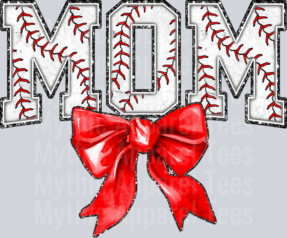 Baseball Mom Bow DTF Transfer for Custom Apparel