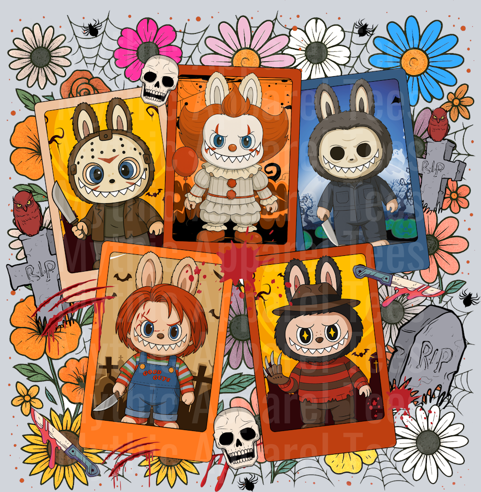 Horror Labubu Halloween DTF Transfer Scary Character Design
