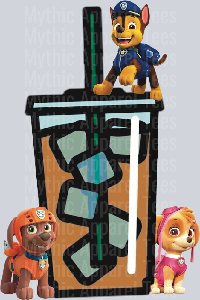 Paw Patrol, Chase, Marshall, Skye, Coffee Pocket Logo Transfers, Kids