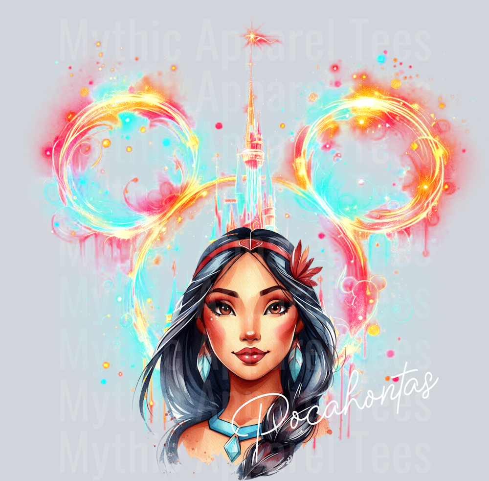 Pocahontas Disney Castle Princess DTF Transfer Design