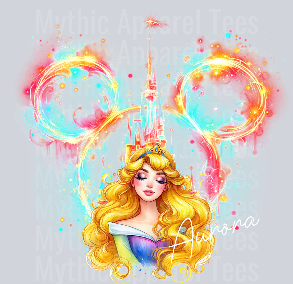 Aurora Disney Castle Princess DTF Transfer Design