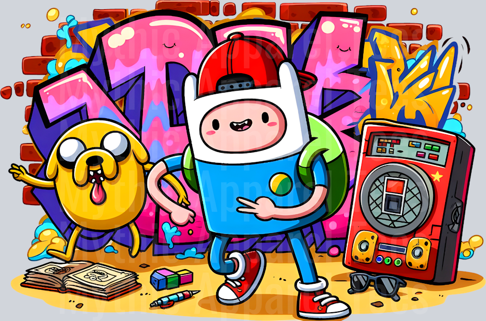 Adventure Time Graffiti DTF Transfers for Creative Designs