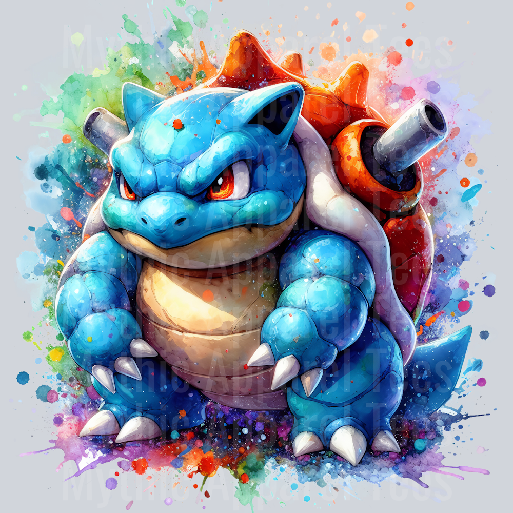 Blastoise Color Splash DTF Transfer for T-Shirts